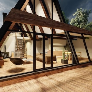 A-frame Chic Modern Cabin House Architectural Plans: Modern Tiny House ...