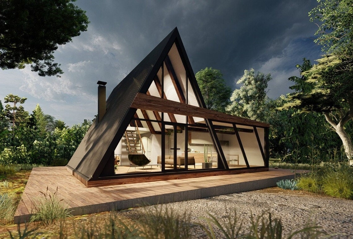 A- Frame Modernes Cabin Haus Architektur Pläne: Modernes Tiny House ...