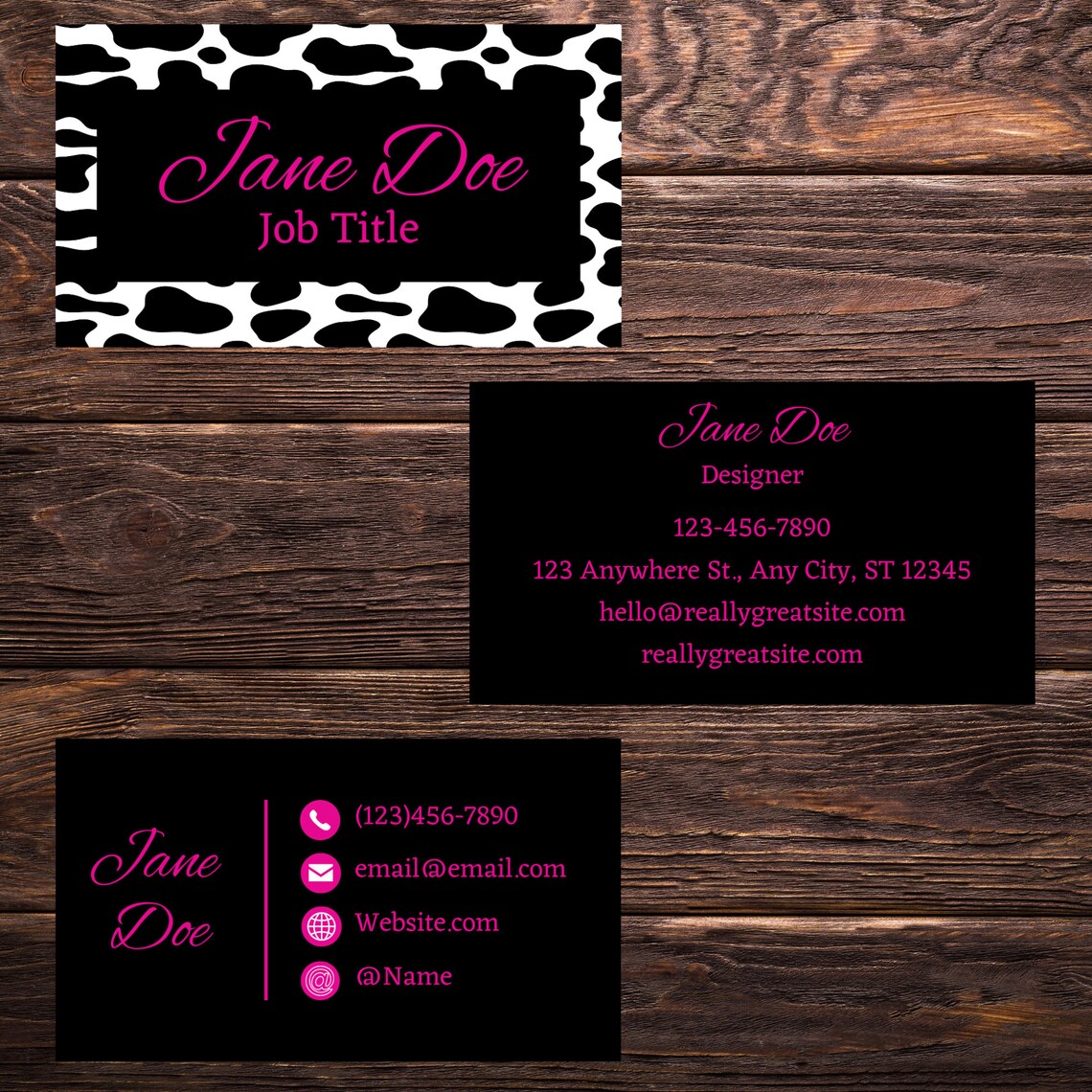Cow Business Card Template, Cow Print, Editable Business Card Template ...