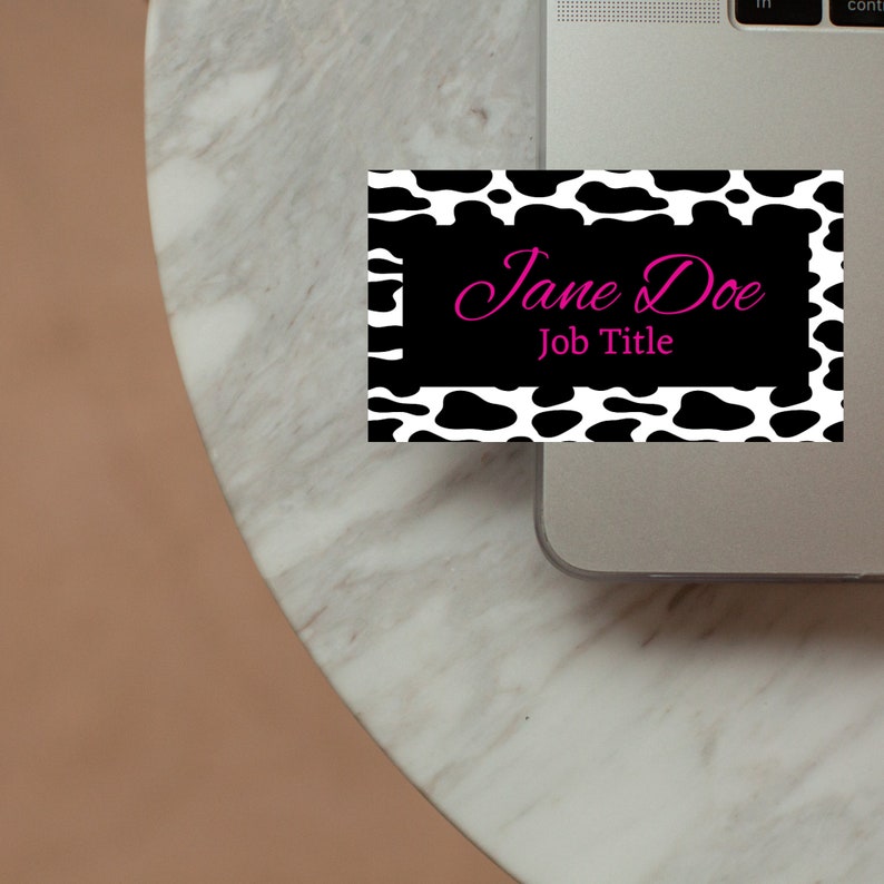 Cow Business Card Template, Cow Print, Editable Business Card Template ...