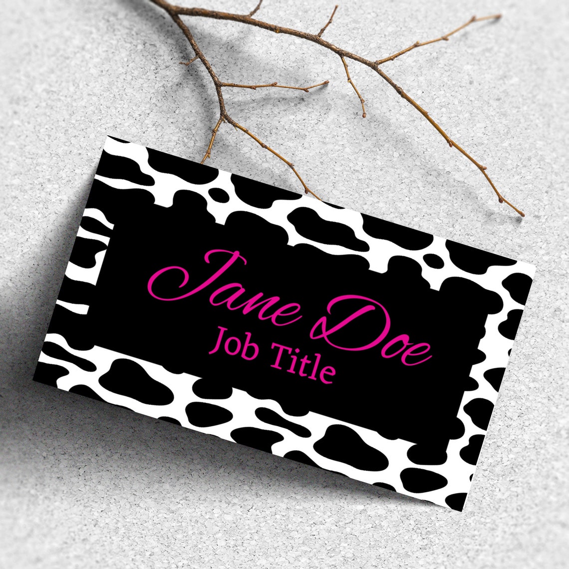 Cow Business Card Template, Cow Print, Editable Business Card Template ...