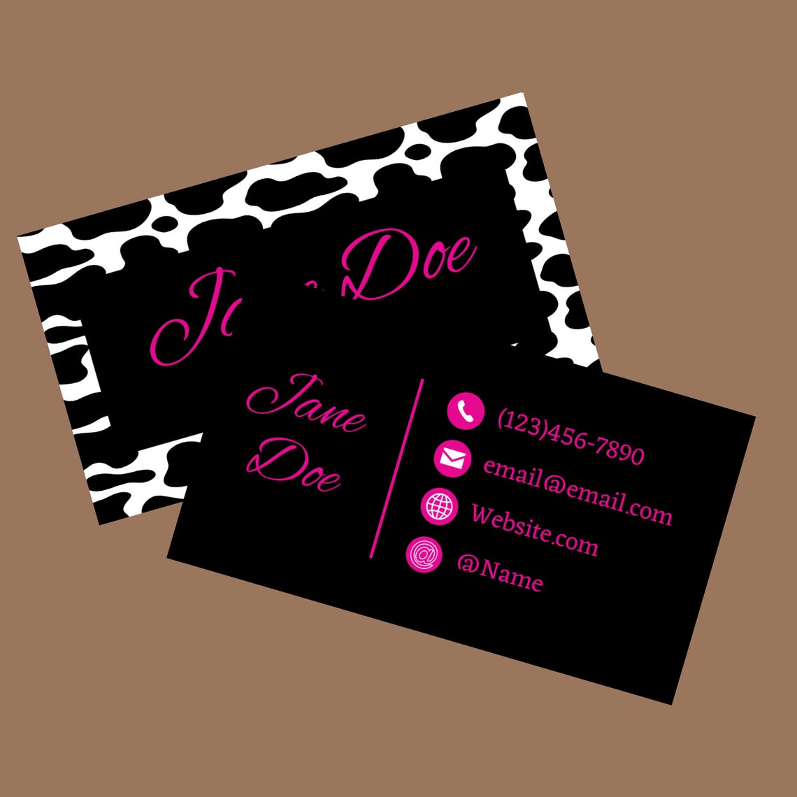 Cow Business Card Template, Cow Print, Editable Business Card Template ...