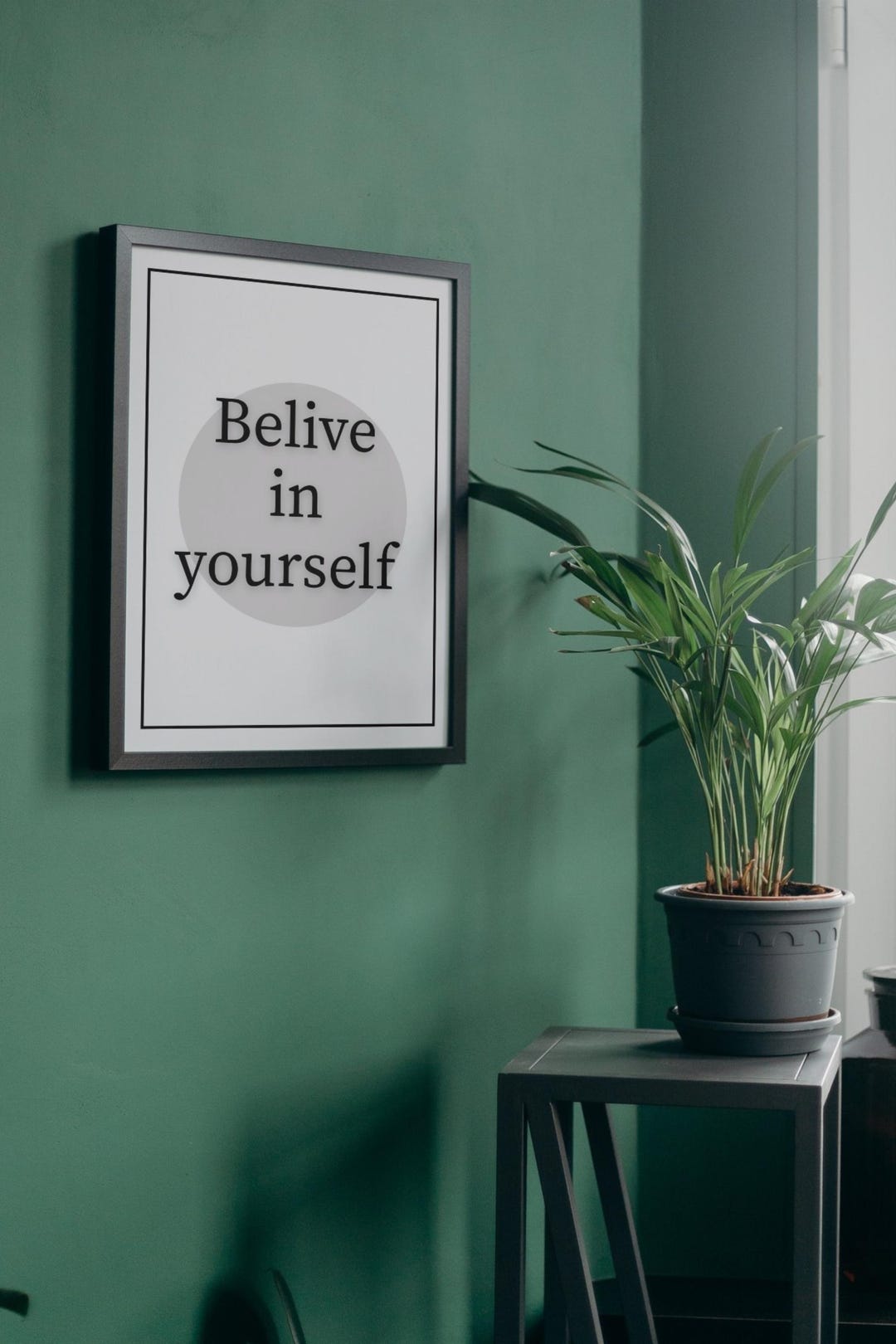 Minimalist Motivational Wall Art - Believe in Yourself - Black and ...