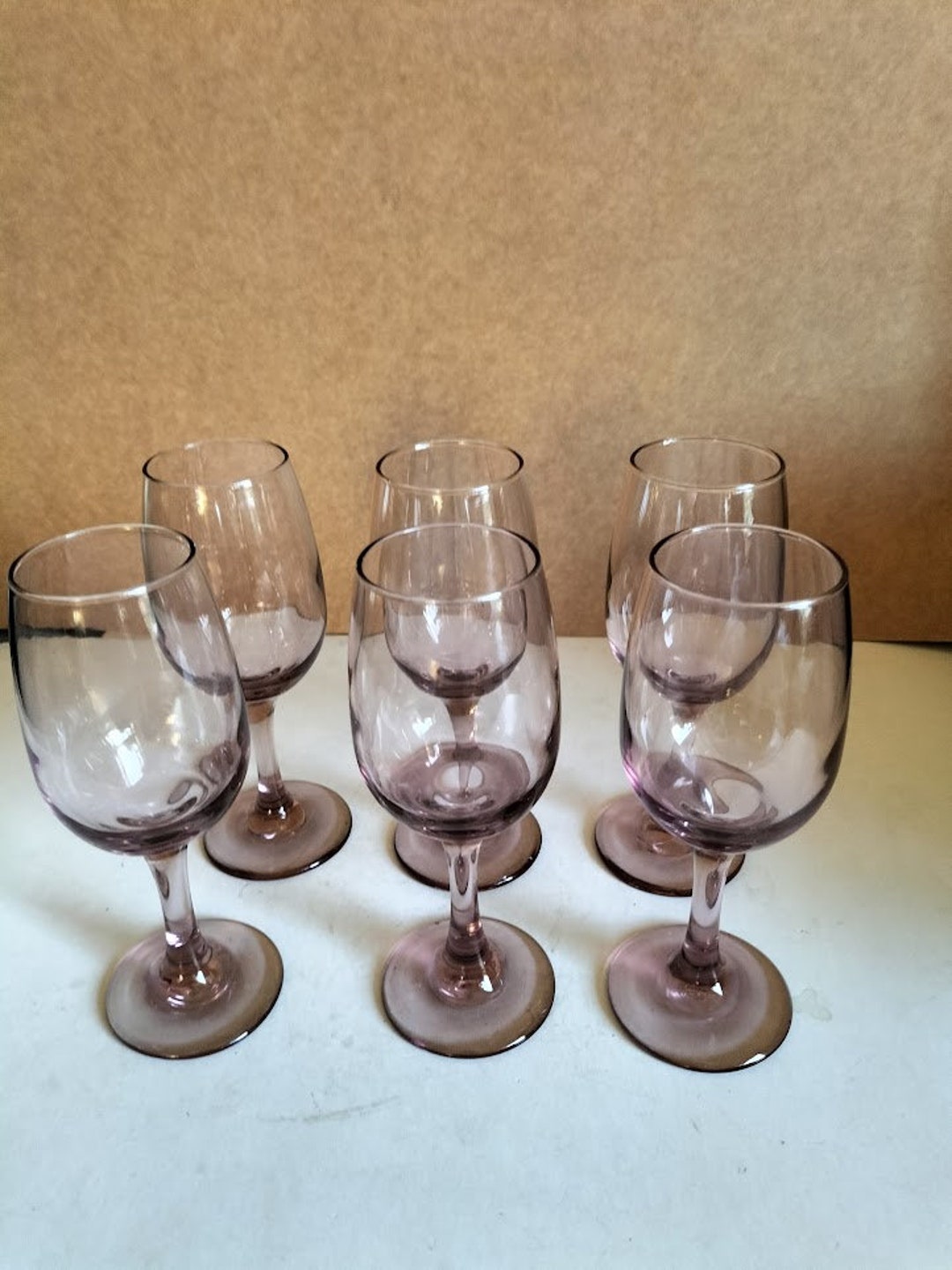 7 Plum Pink Libbey Wine Glasses - Etsy
