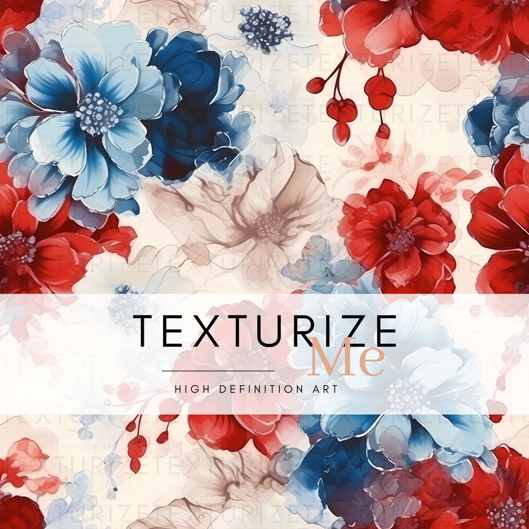 Flowers Seamless File, Patriotic Floral Alcohol Ink Seamless, Floral ...