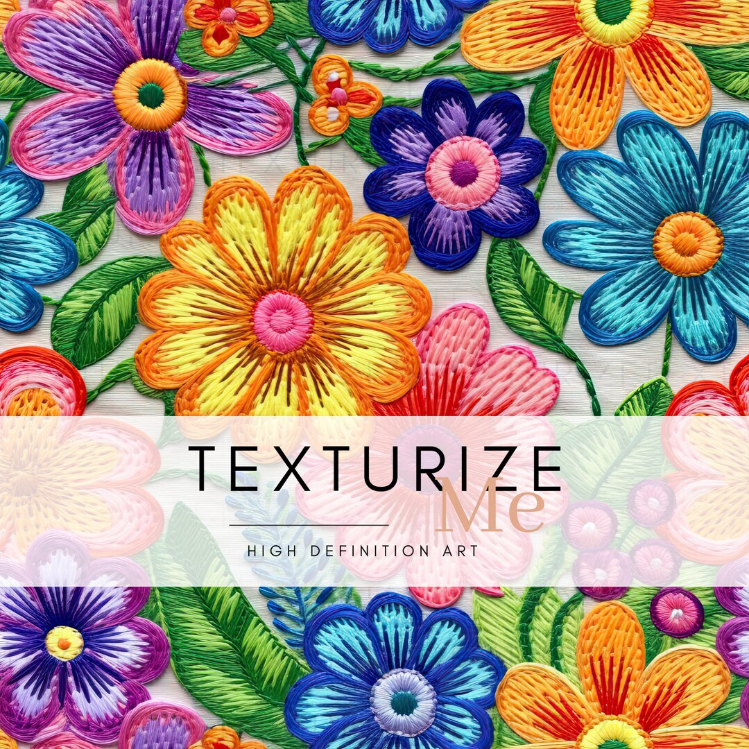 Embroidery Patterns Repeating, Embroidery Seamless Texture, Vibrant ...