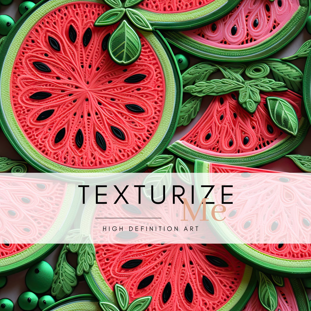 Faux Embroidery Watermelon Seamless Texture: Vibrant Handmade Summer ...