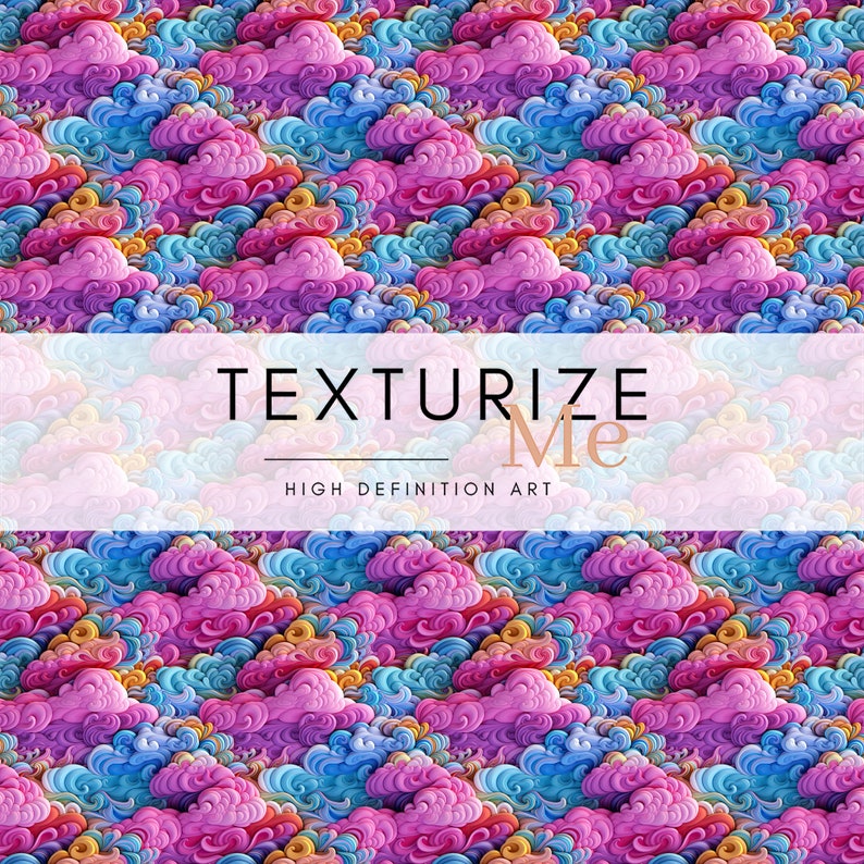 Rainbow Cotton Candy Clouds Repeating Pattern. Digital Download ...