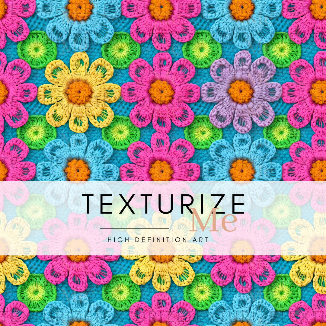 Crochet Patterns Repeating, Crochet Seamless Texture, Vibrant Summer ...