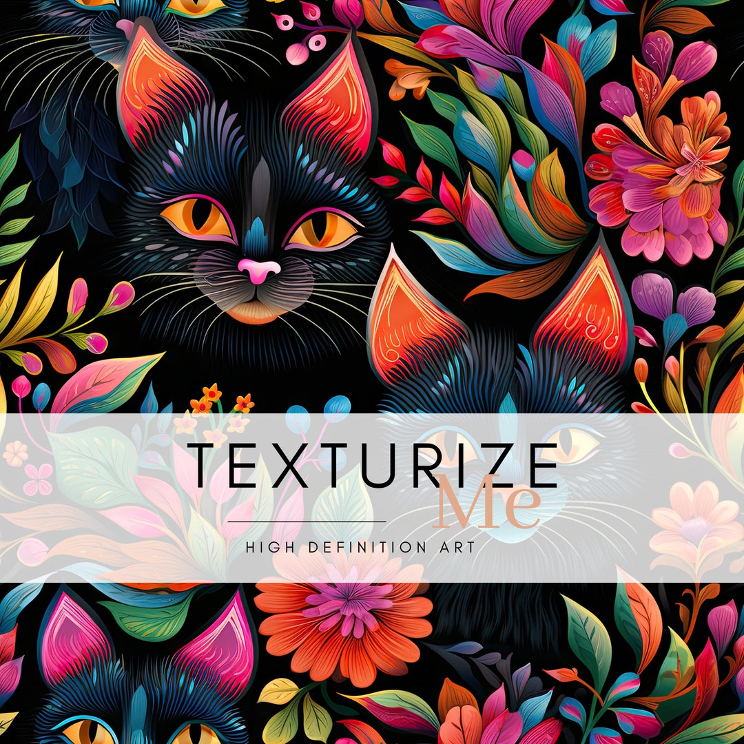 Repeating Pattern Cats, Seamless File, Cute Cats and Flowers, Digital ...