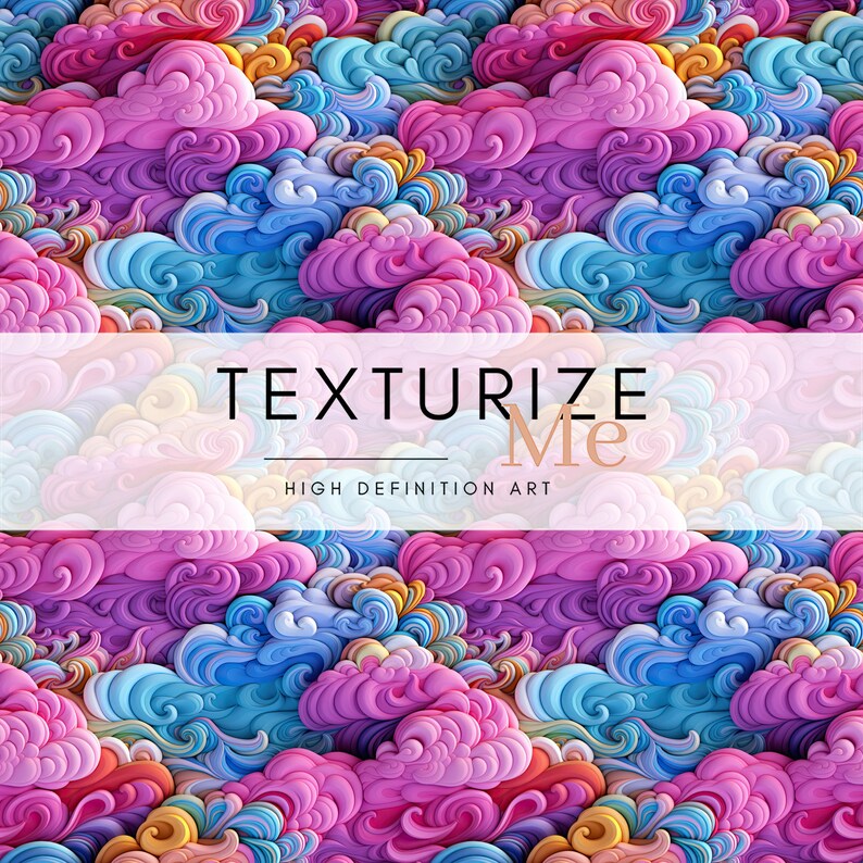 Rainbow Cotton Candy Clouds Repeating Pattern. Digital Download ...