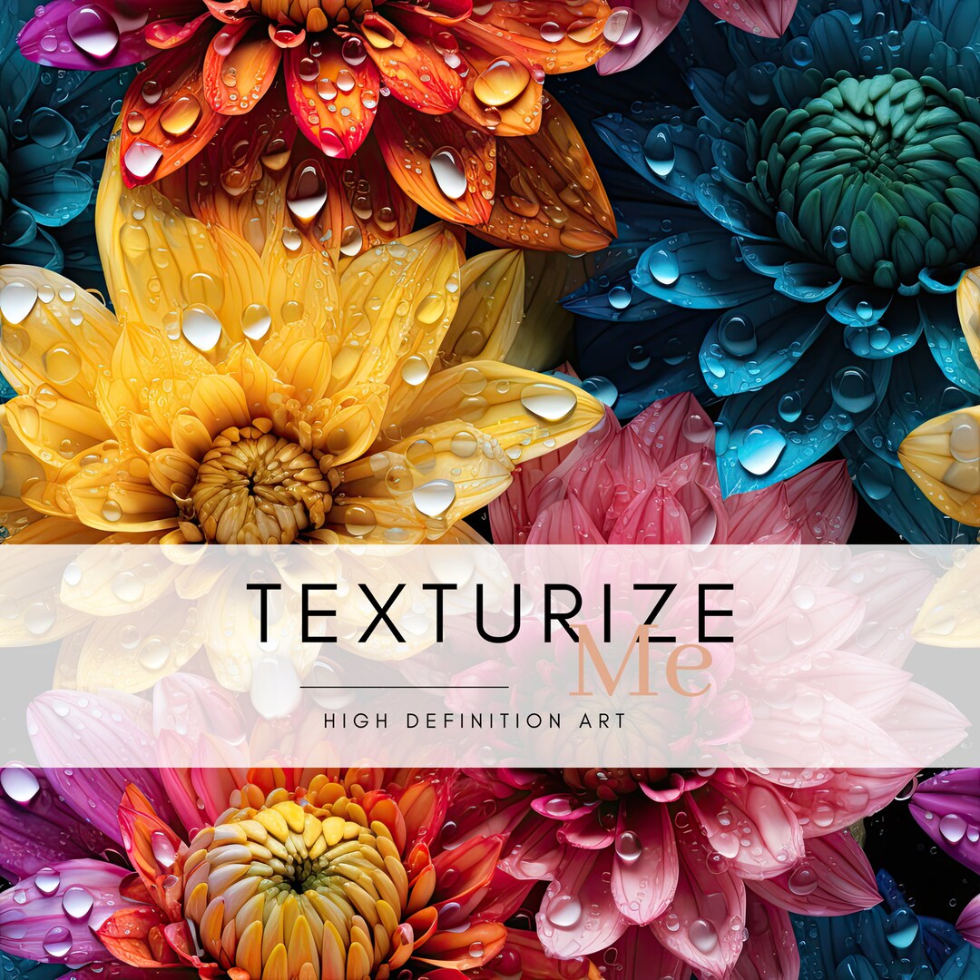 Repeating Pattern Flowers Rain Drops, Seamless Texture Rainbow Flowers ...