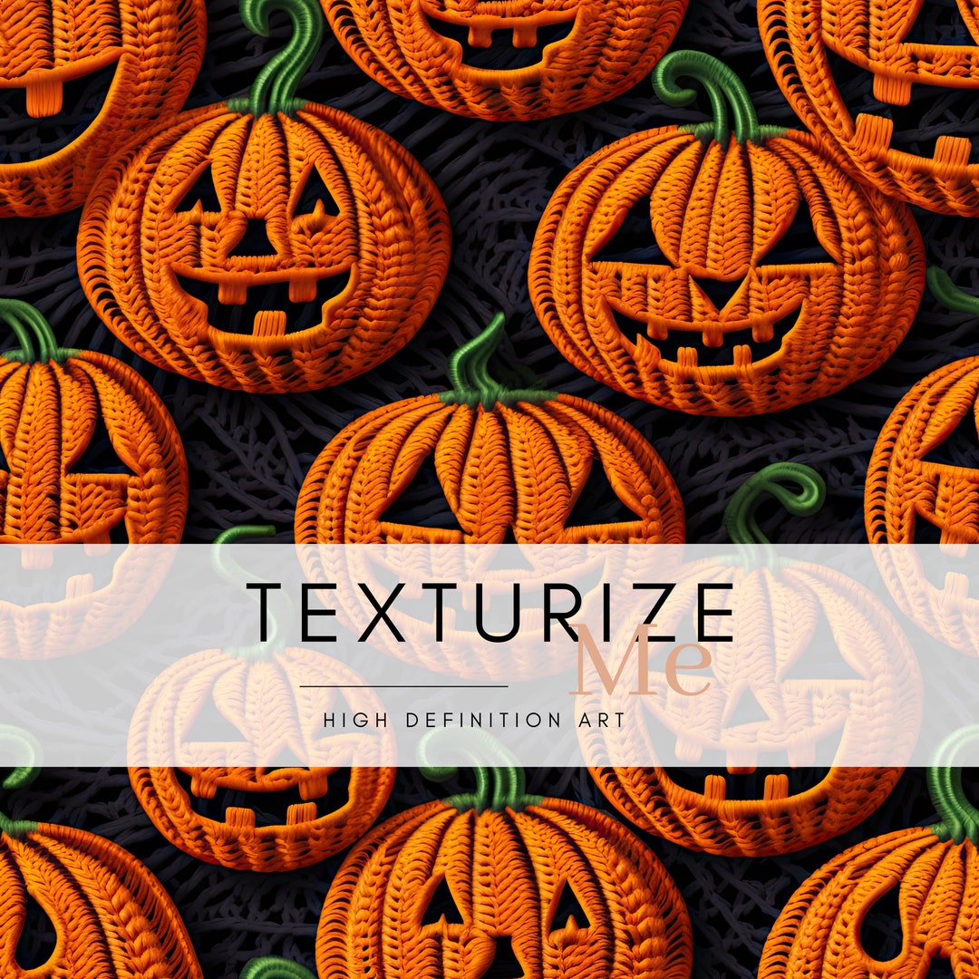 Embroidered Halloween Seamless Texture, Pumpkin Repeating Pattern ...
