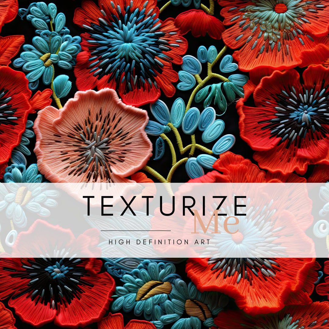 Red Poppy Seamless Design: Digital Stitch Art for Crafting - Etsy