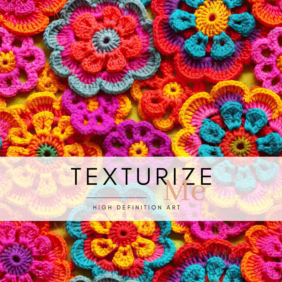 Crochet Patterns Repeating, Crochet Seamless Texture, Vibrant Spring ...