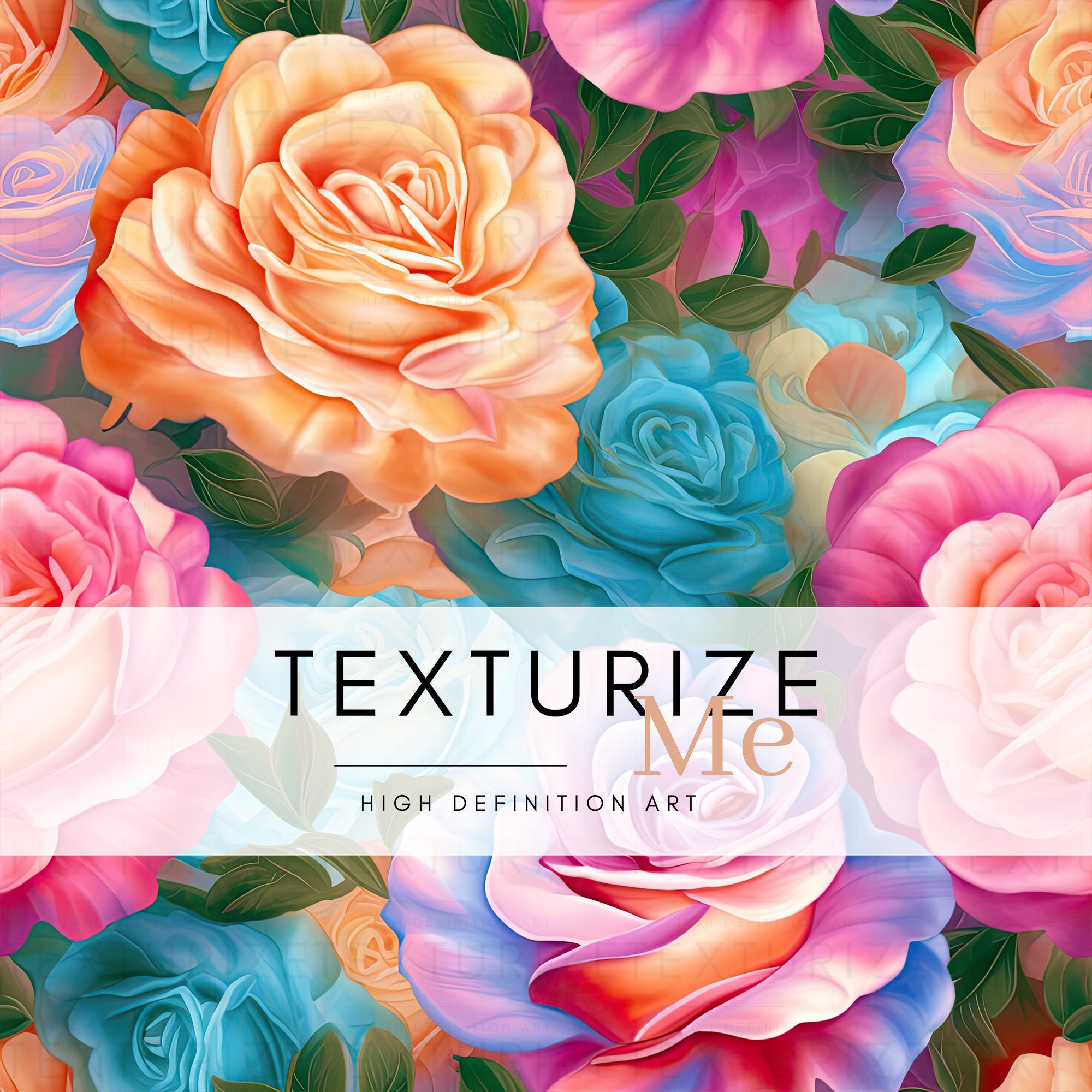 Airbrush Roses Seamless Texture, Rainbow Roses Colorful Pattern, Floral ...