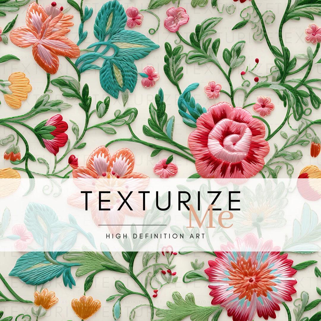 Embroidery Seamless File, Flowers Embroidery Seamless, Floral Seamless ...