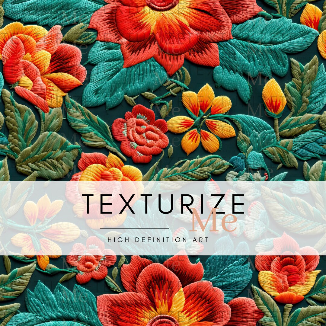 Embroidery Patterns Repeating, Embroidery Seamless Texture, Vibrant ...