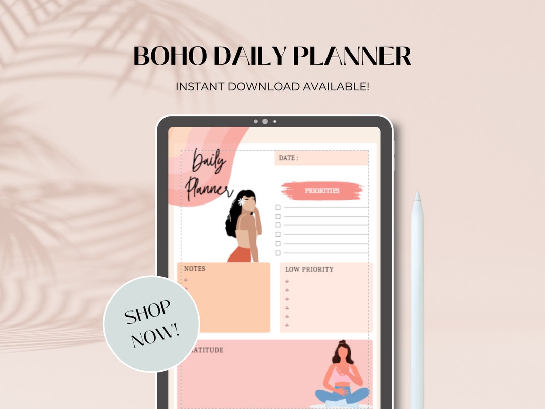 Boho Daily Planner Monthly Planner Notes - Etsy