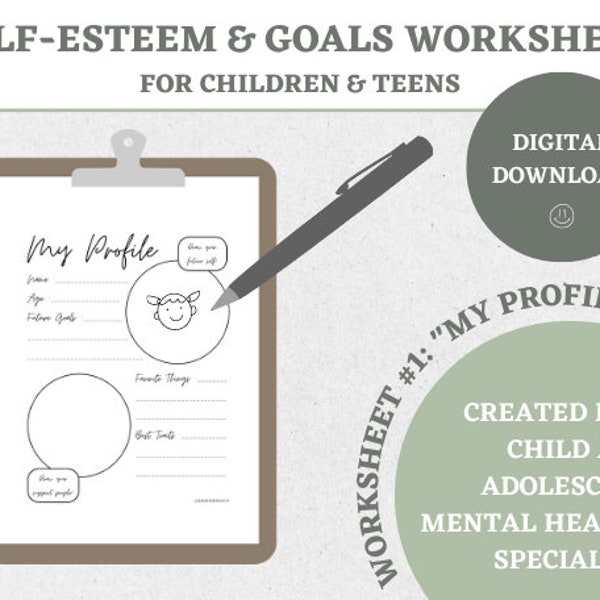 Self Esteem Worksheets for Teens - Etsy