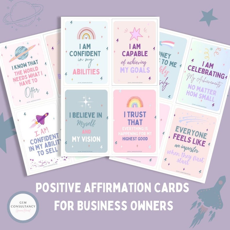 40 X Positive Affirmation Cards for Small Business Owners, Empowerment ...