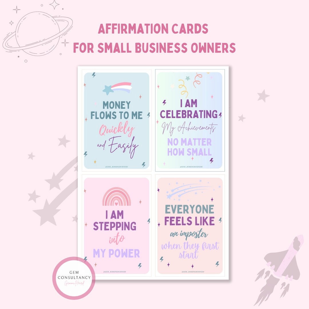 40 X Positive Affirmation Cards for Small Business Owners, Empowerment ...