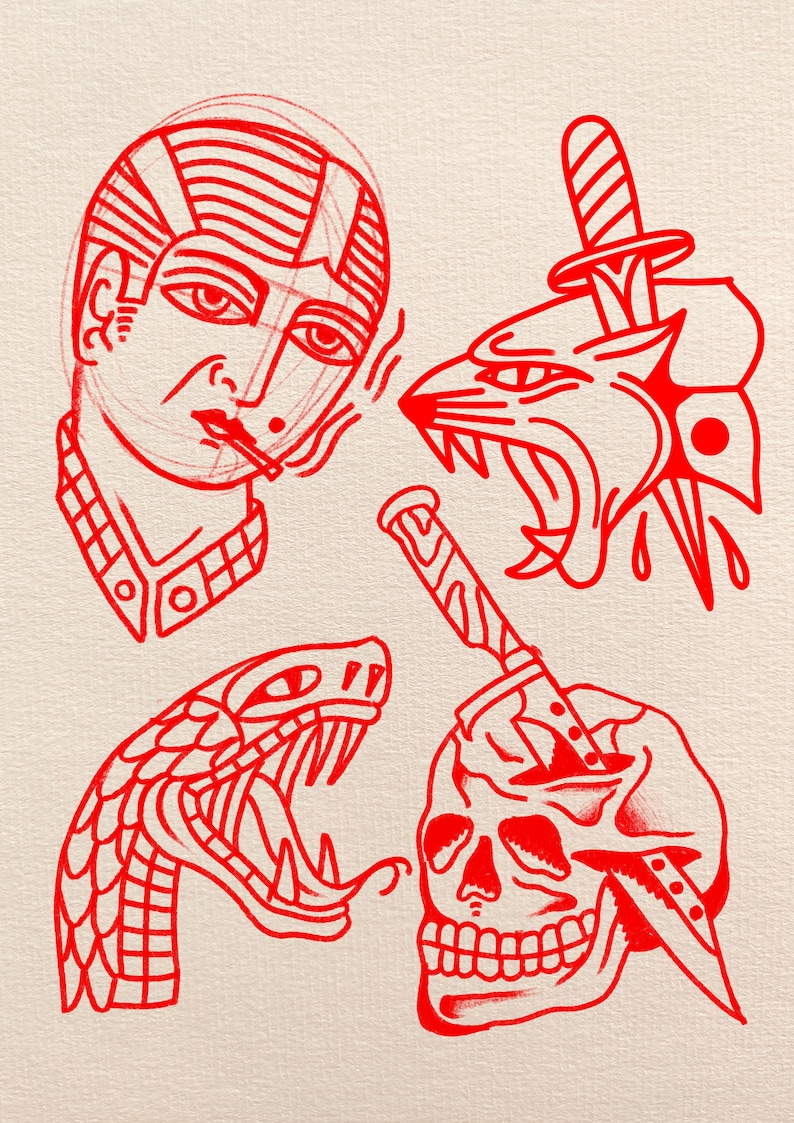 Traditional Tattoo Sketches 22pgs - Etsy