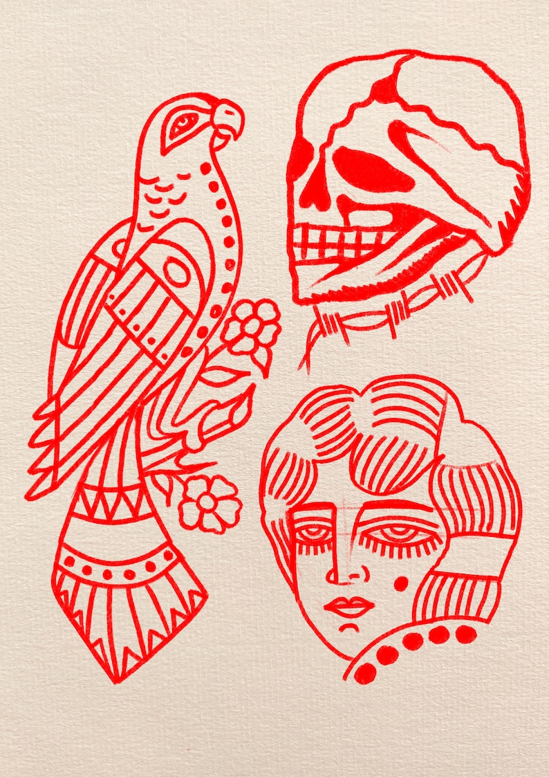 Traditional Tattoo Sketches 22pgs - Etsy