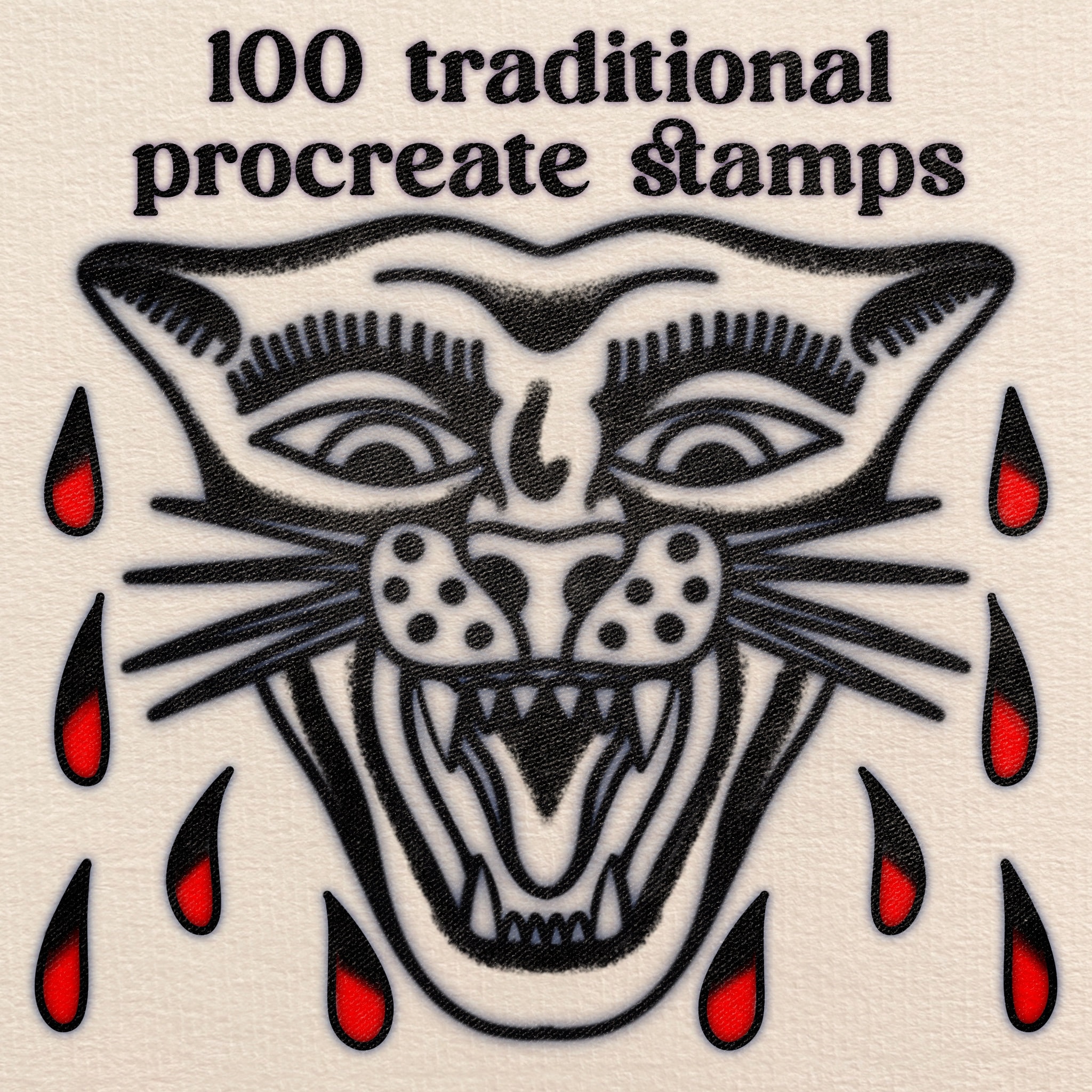 100 Old School Procreate Brush Stamps - Etsy