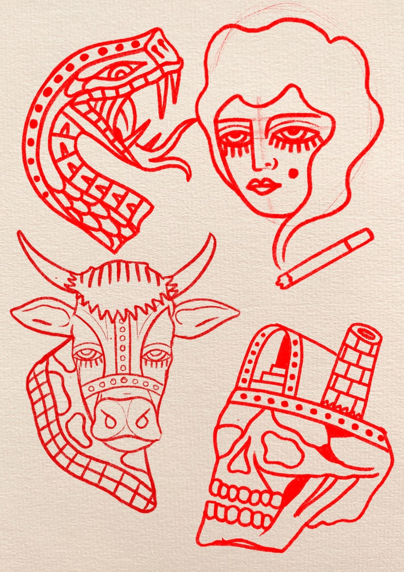 Traditional Tattoo Sketches 22pgs - Etsy