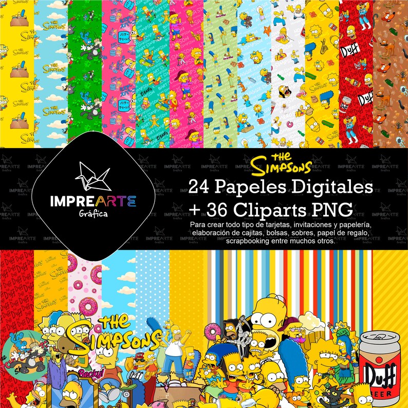 Digital Paper Kit Cliparts the Simpsons - Etsy