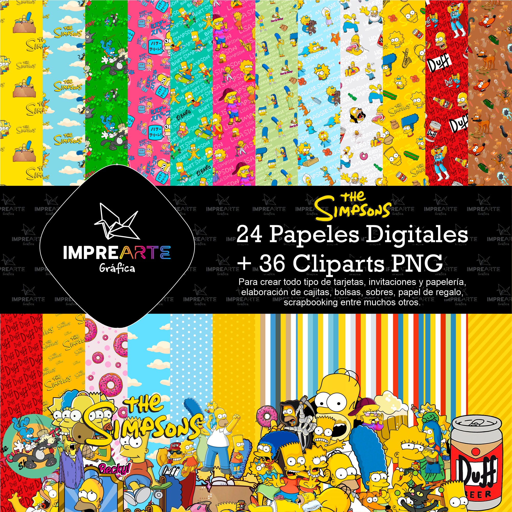 Digital Paper Kit Cliparts the Simpsons - Etsy