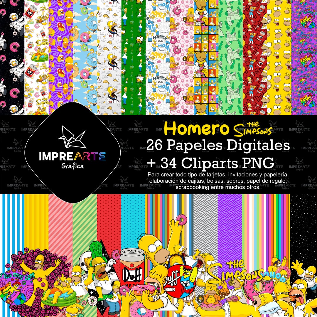 Digital Paper Kit Cliparts Homer From the Simpsons - Etsy