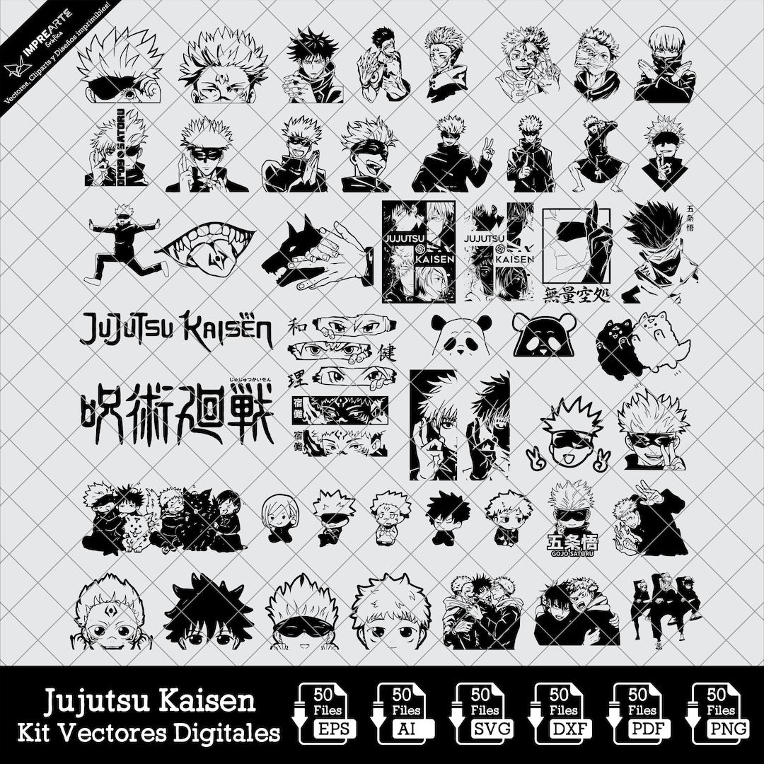 Jujutsu Kaisen Digital Vector Kit 50 Vectors - Etsy