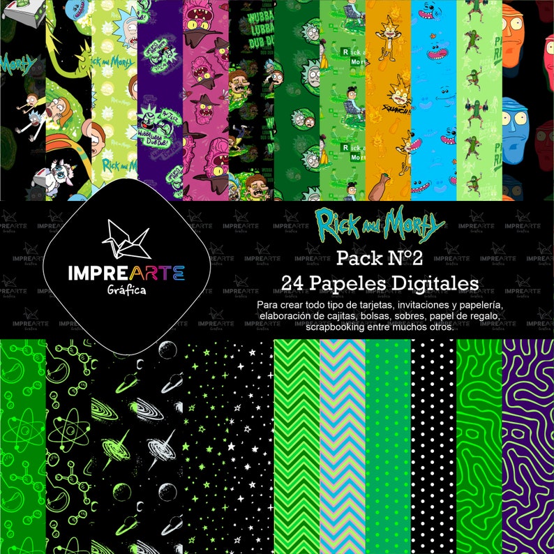 Pack N2 Digital Paper Kit Rick and Morty - Etsy