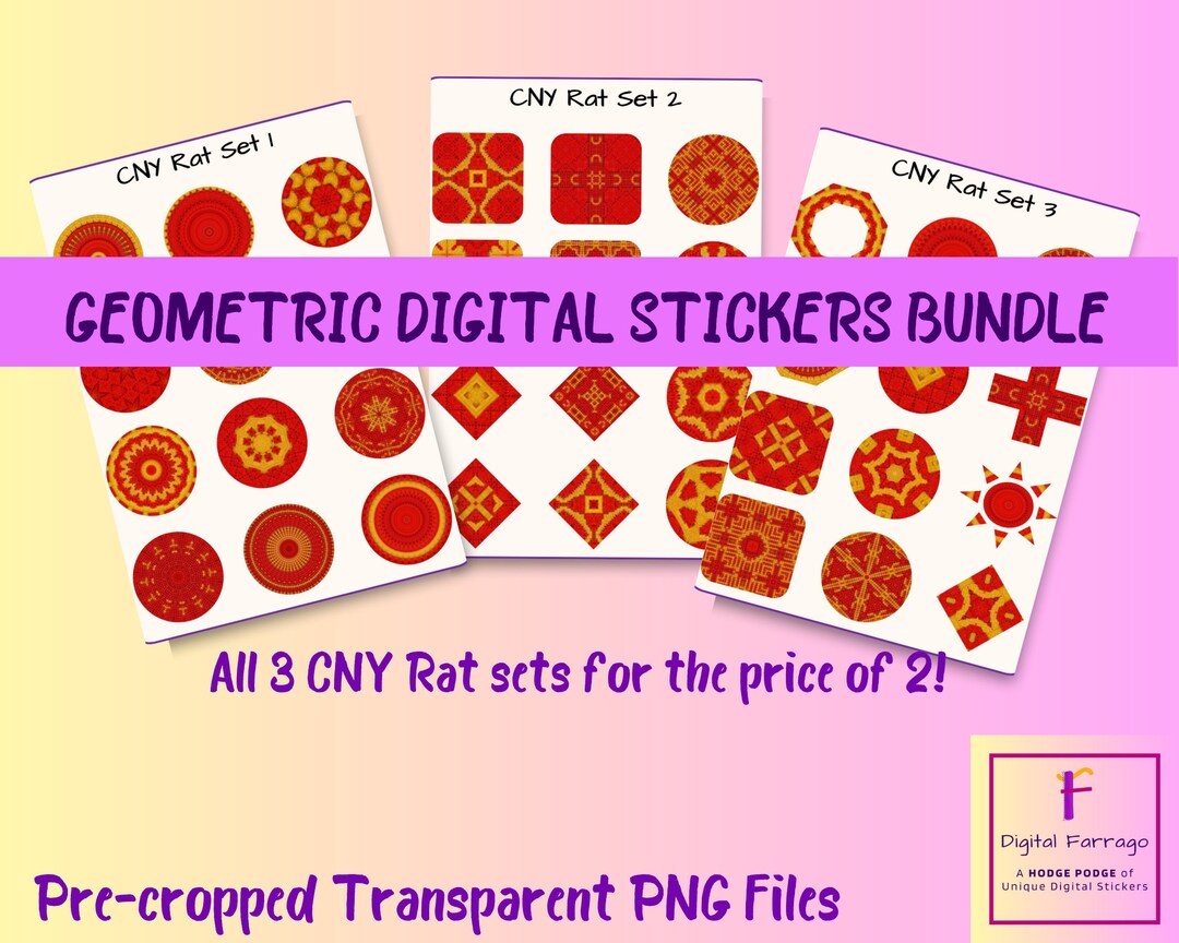 All Three Sets of CNY Rat Geometric Mandala Digital Stickers - Etsy
