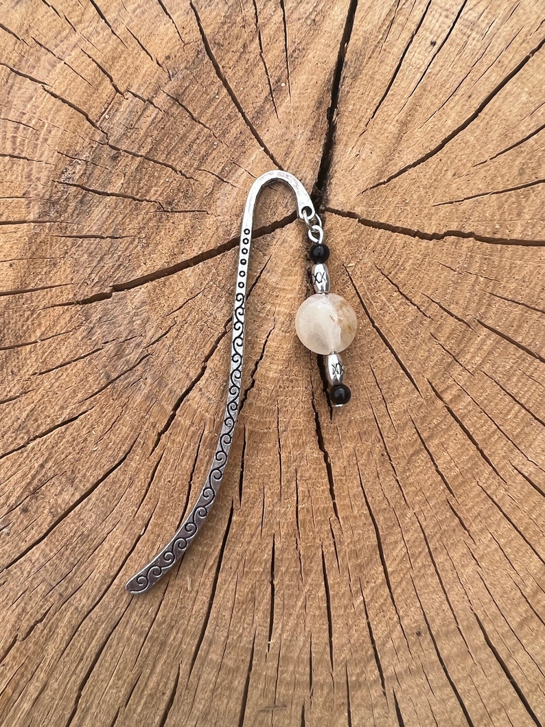 Silver Hook Bookmark With Leather Cord and Beads Handmade Gift Ideas ...