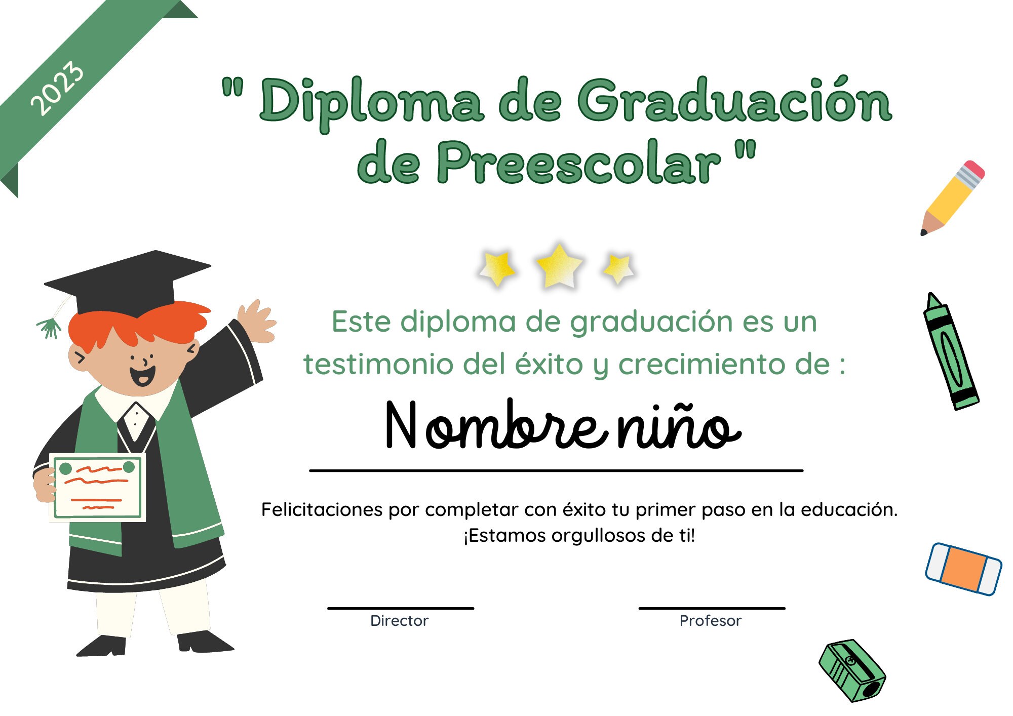 Children's Graduation Diploma, Customizable Children's Diploma ...