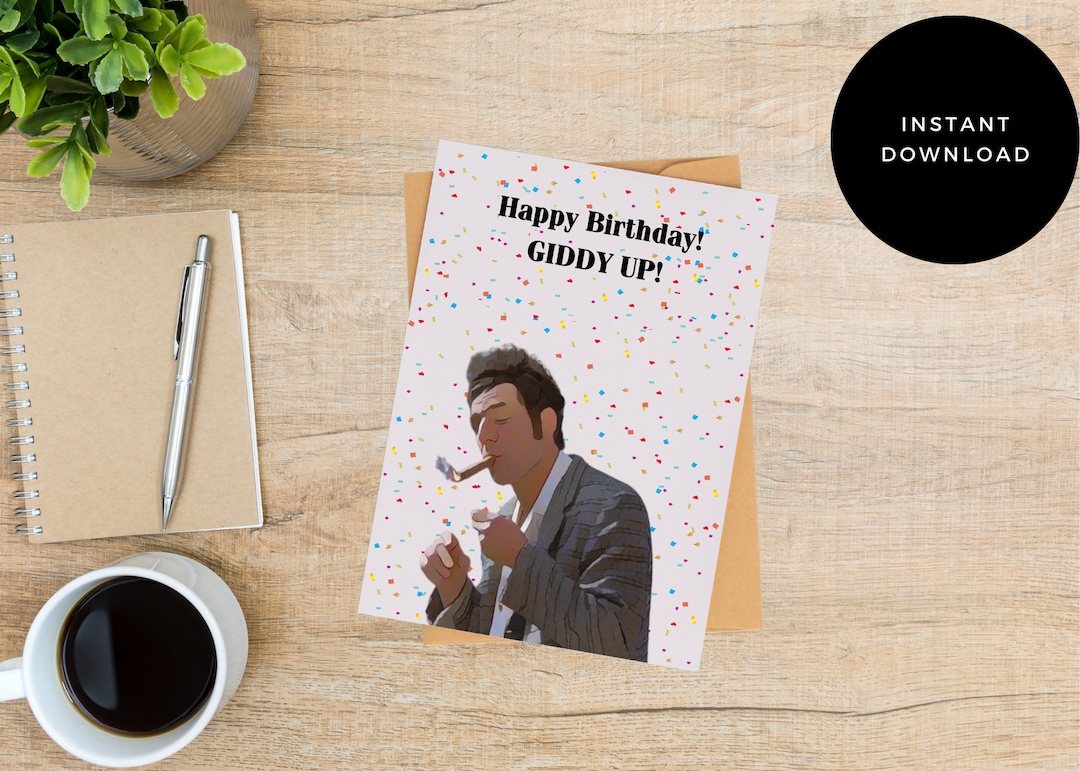 Cosmo Kramer seinfeld Printable Birthday Card, Digital Birthday Card ...
