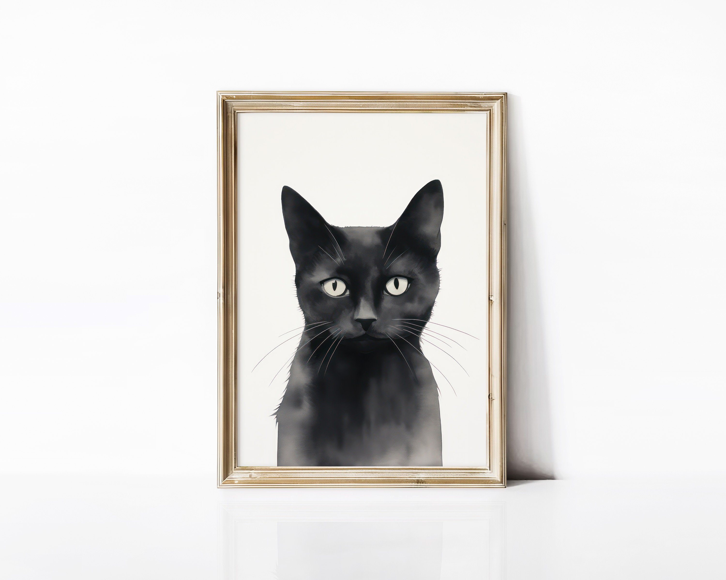Black Cat PRINTABLES Vintal Wall Art Neutral Watercolor Antique Bedroom ...