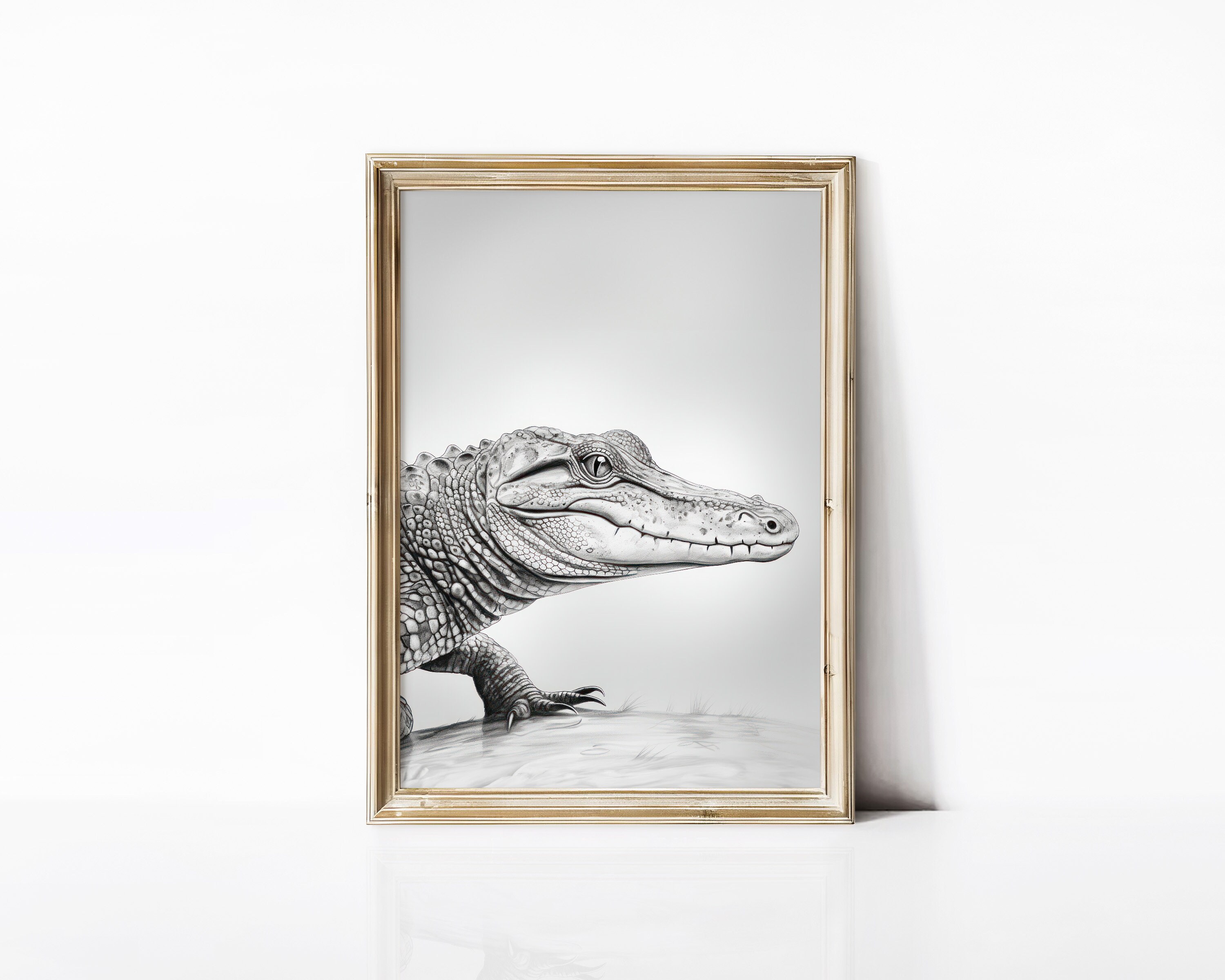 Alligator Office Decor Downloadable Wall Art | Monochromatic Style ...