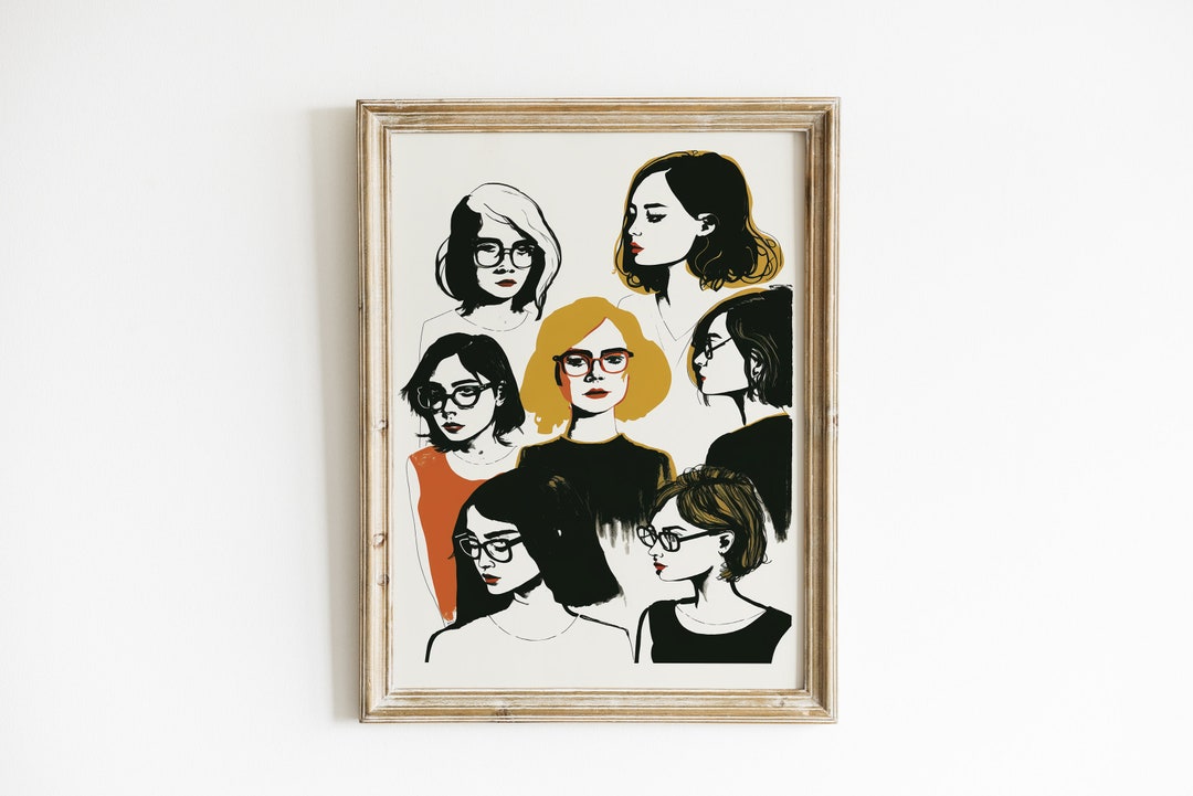 Digital Print Abstract Women Block Print| Yellow Vintage Bedroom Decor ...