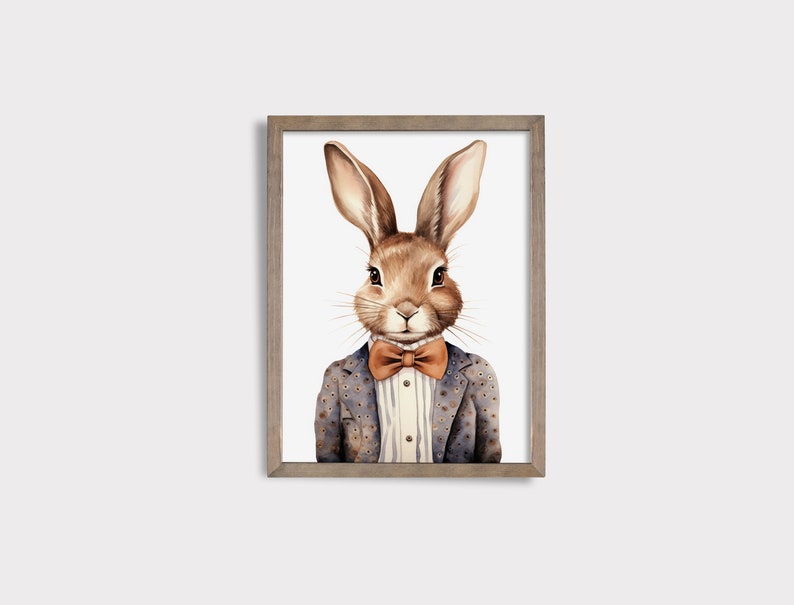 Fancy Bunny Rabbit Art Print - Watercolor Style Illustration - Nursery ...
