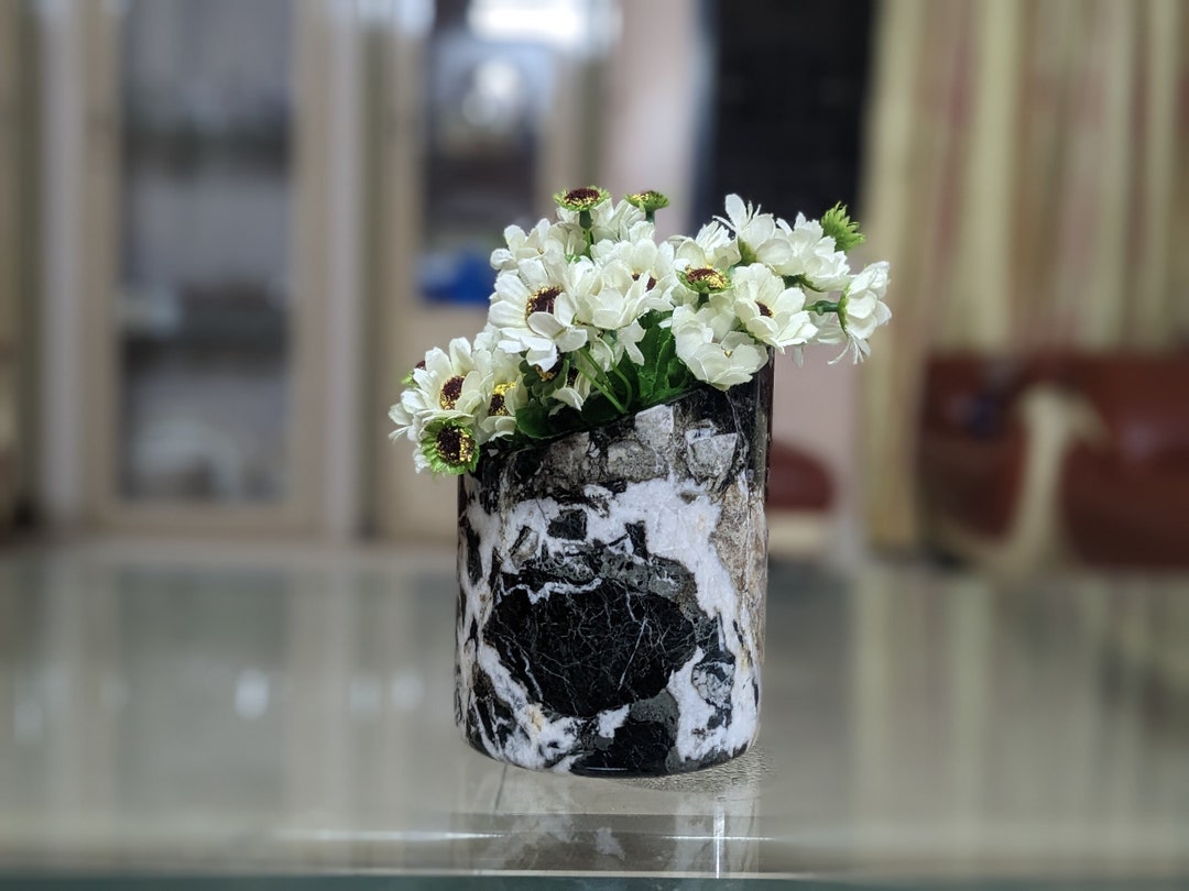 Handmade Flower Vase Unique Cylinder Shape Black Handmade Vase Modern ...