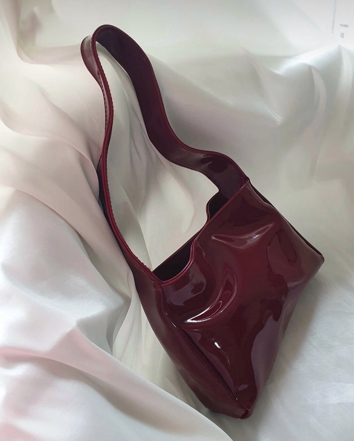 Women Classic Glossy Square Handbag, Chunky Patent Leather Bag, Mini ...