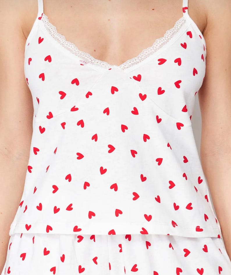 Strappy Pajama Set With Heart Design,cotton Pajama Set Heart Pajama Set ...