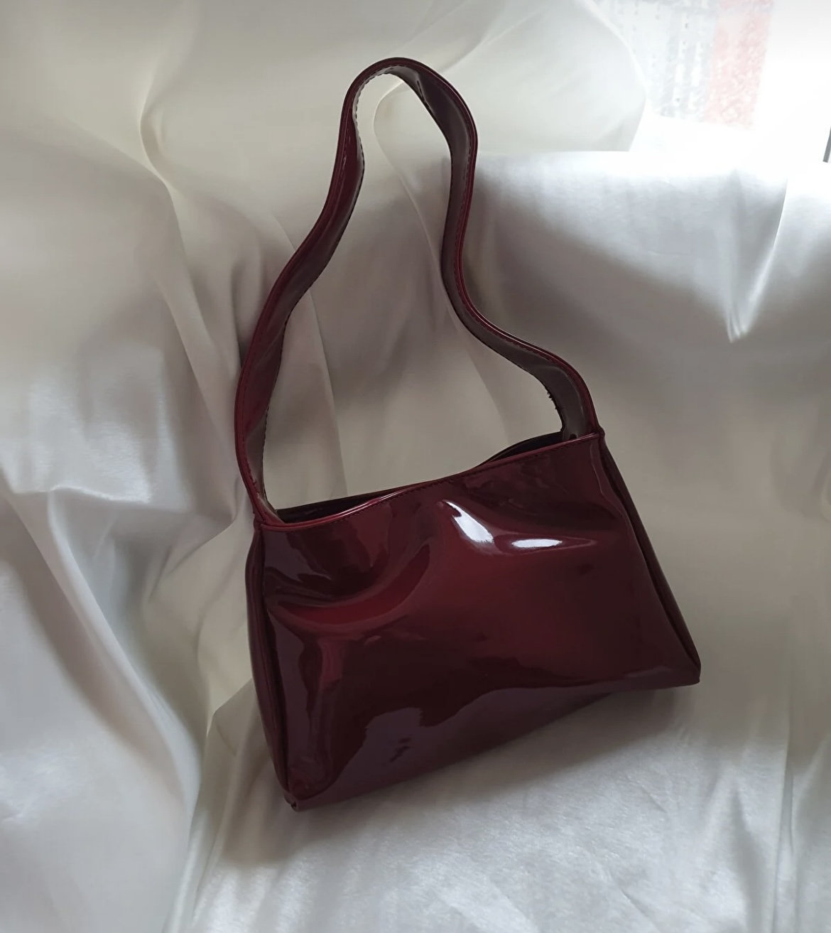 Women Classic Glossy Square Handbag, Chunky Patent Leather Bag, Mini ...