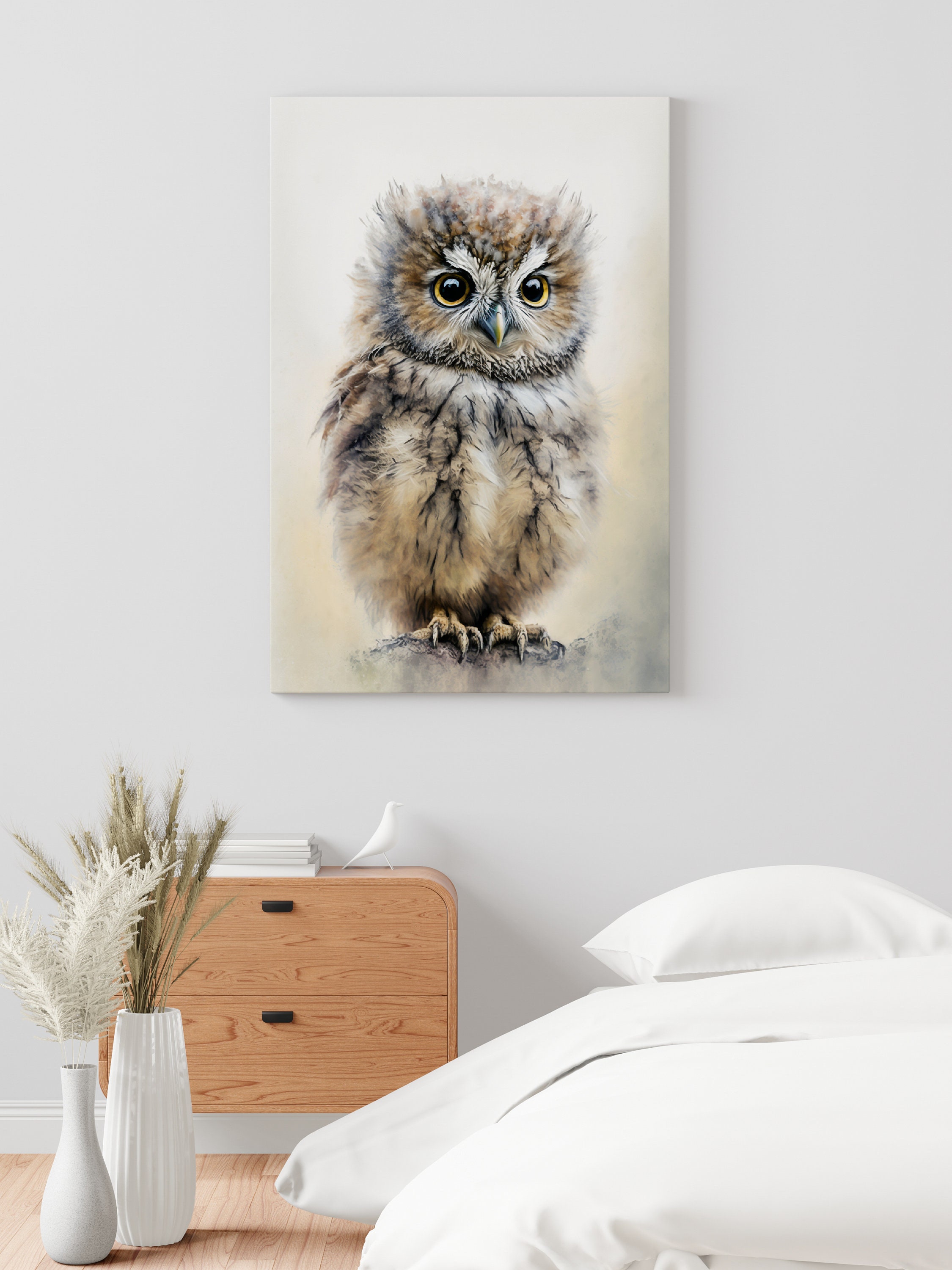 Printable Watercolour Baby Owl, Digital Art Print, Nursey Wall Art ...