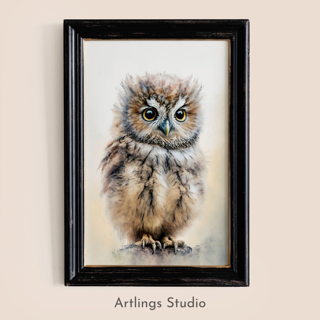 Printable Watercolour Baby Owl, Digital Art Print, Nursey Wall Art ...