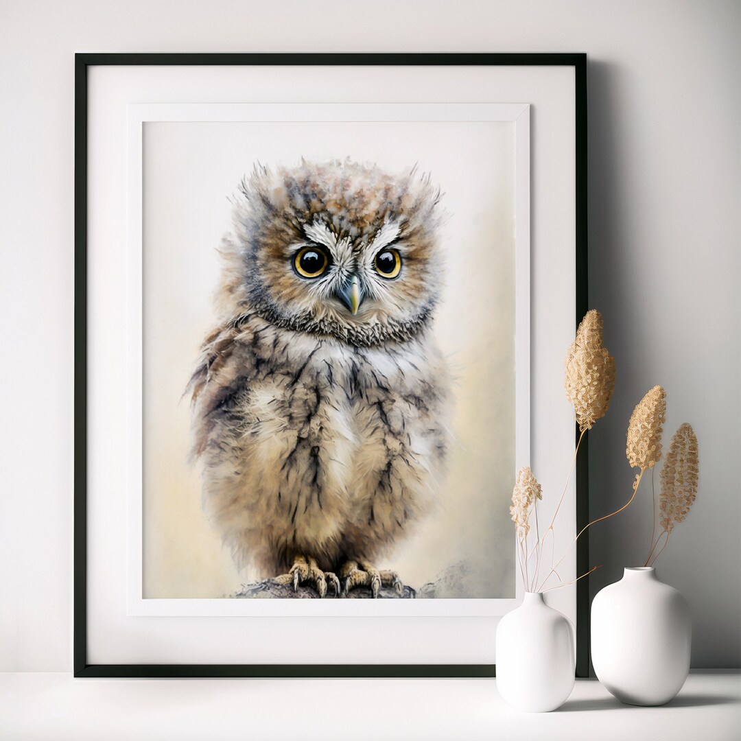 Printable Watercolour Baby Owl Digital Art Print Nursey Wall - Etsy